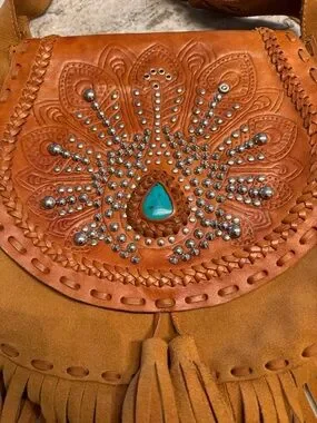Jodi lee | Bags | Jodi Lee Boho Peacock Fringe Saddle Bag Surde Leather ...